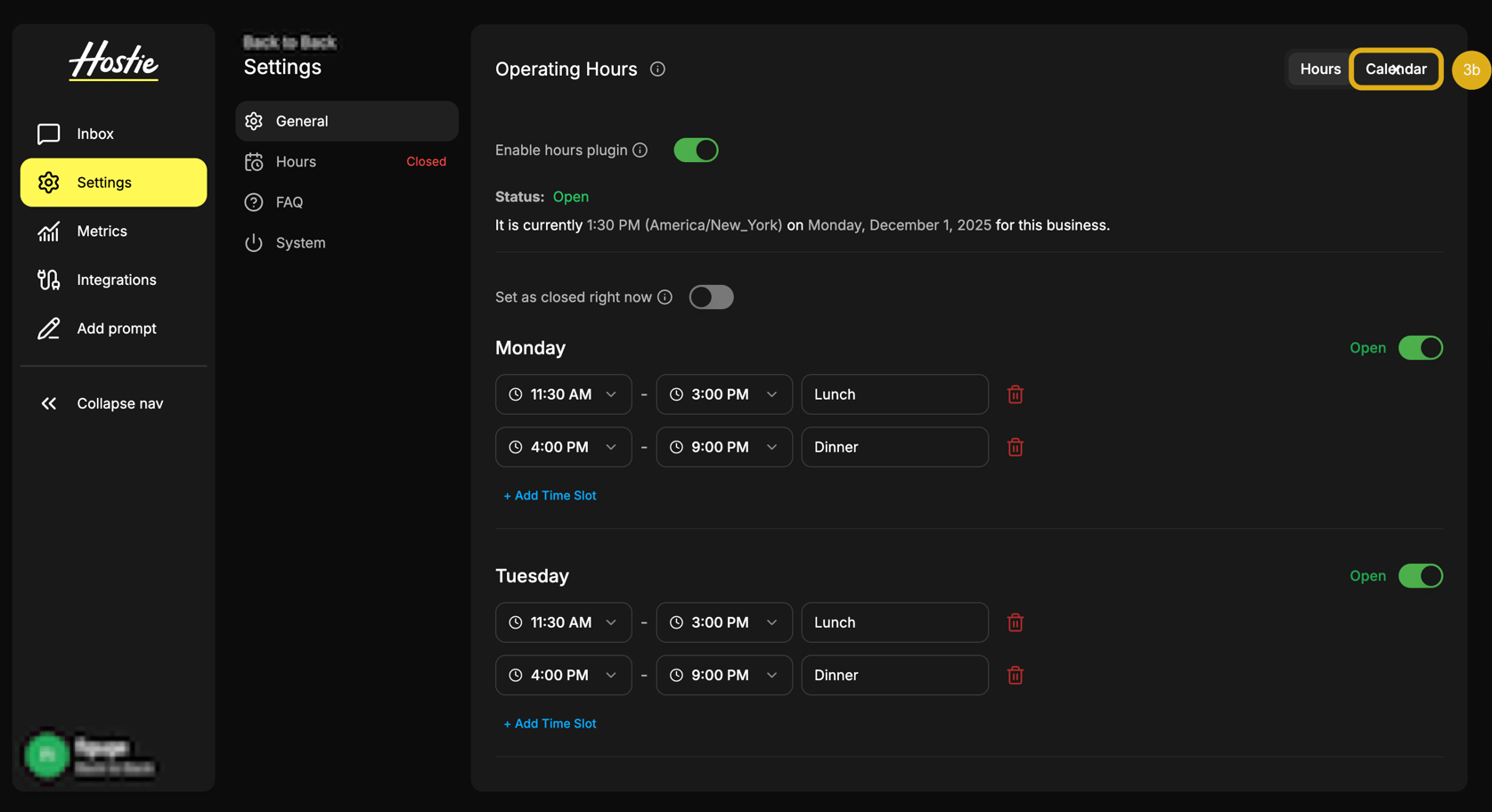 How to add special hours or greetings